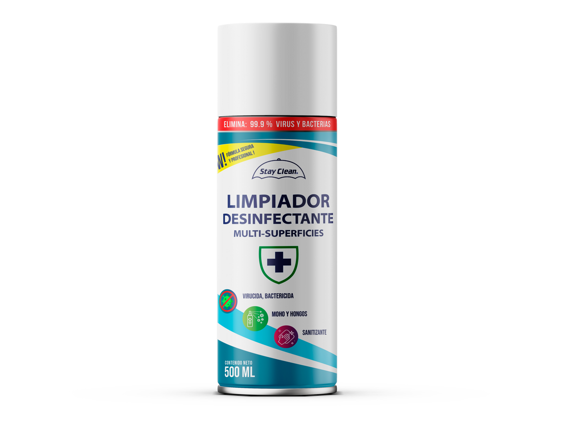 Limpiador desinfectante multisuperficies en aerosol 500 ml – Stay Clean Mexico